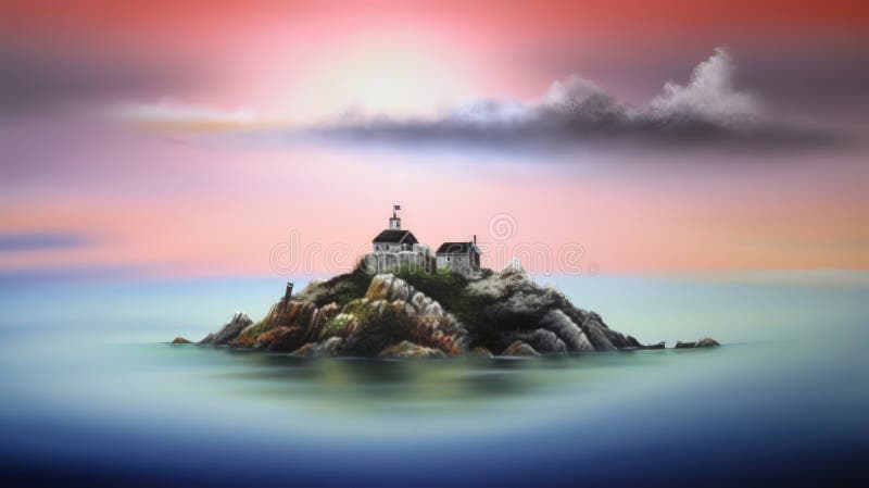 Fantasy Airbrush Landscape Art Stock Illustration - Illustration of ...