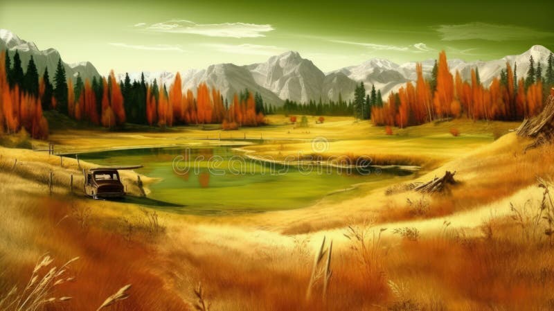 Fantasy Airbrush Landscape Art Stock Illustration - Illustration of ...