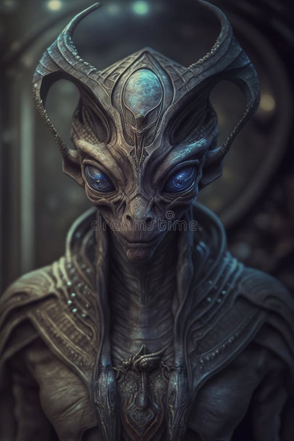 Fantasy Alien on Dark Background Stock Illustration - Illustration of ...