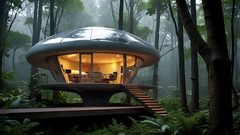 A Fantasy Alien House in the Jungle Stock Illustration - Illustration ...