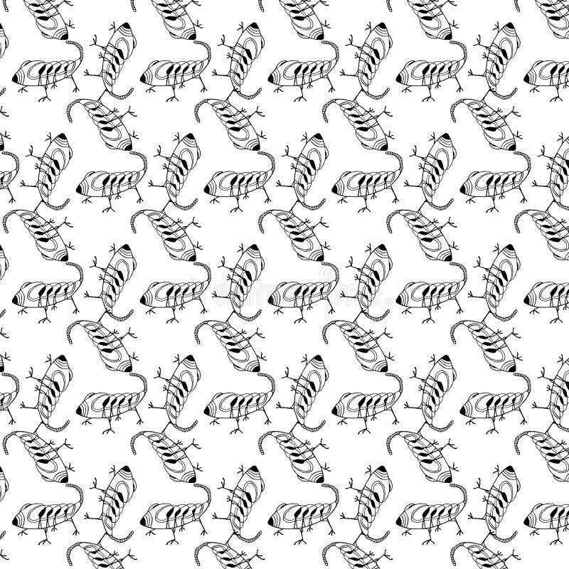 Fantasy Linear Art Dragon Drawing Motif Pattern Stock Illustration ...