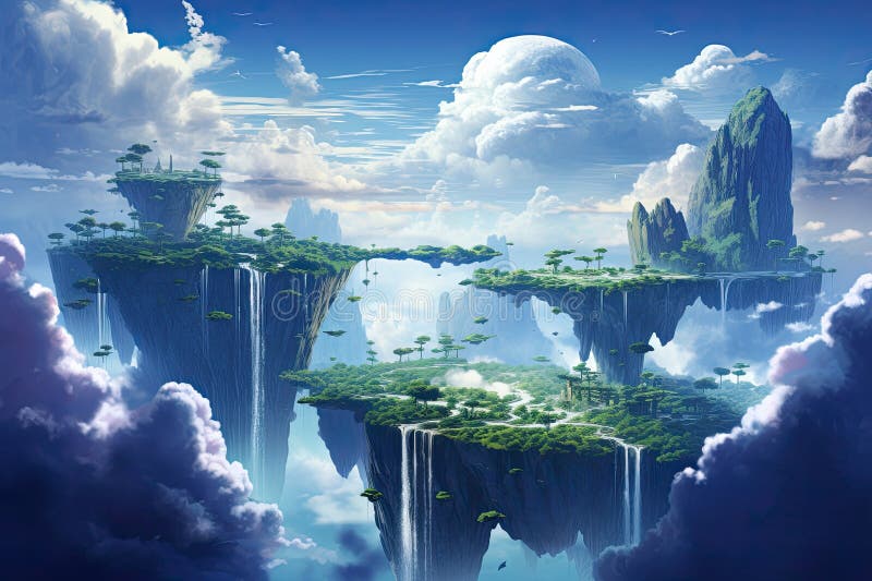 Fantasy Alien Planet in Clouds. 3d Render Stock Illustration ...