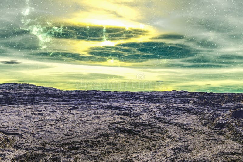 Alien Planet. Desert. 3D Rendering Stock Illustration - Illustration of ...
