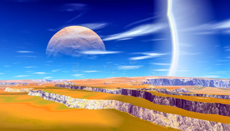 Alien Planet. Desert. 3D Rendering Stock Illustration - Illustration of ...