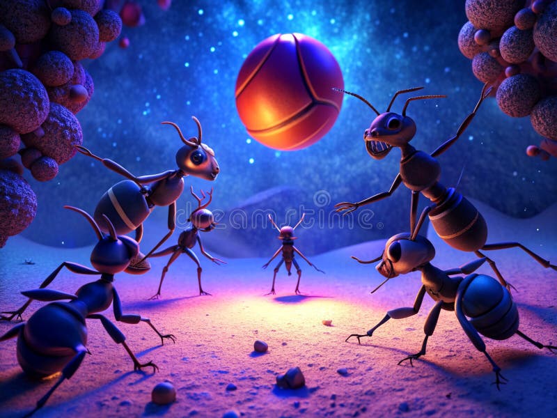 Fantasy Alien Planet with Flying Insects, 3d Rendering. Computer ...