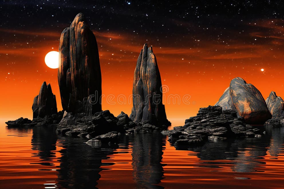 Fantasy Alien Planet, Illustration of a Fantasy Alien Planet Stock ...