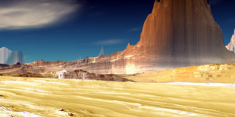 Alien Planet. Mountain. 3D Rendering Stock Illustration - Illustration ...