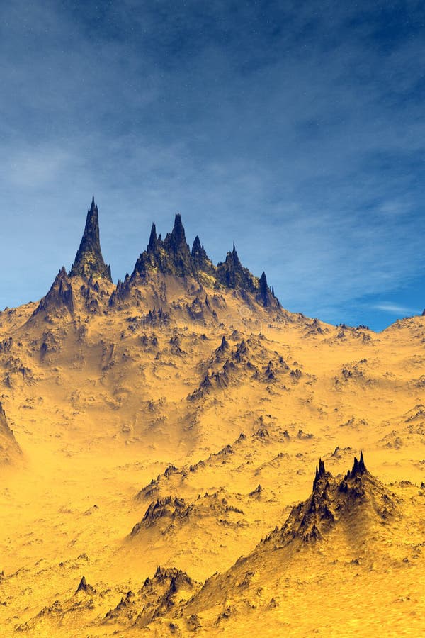 Alien Planet. Mountain. 3D Rendering Stock Illustration - Illustration ...