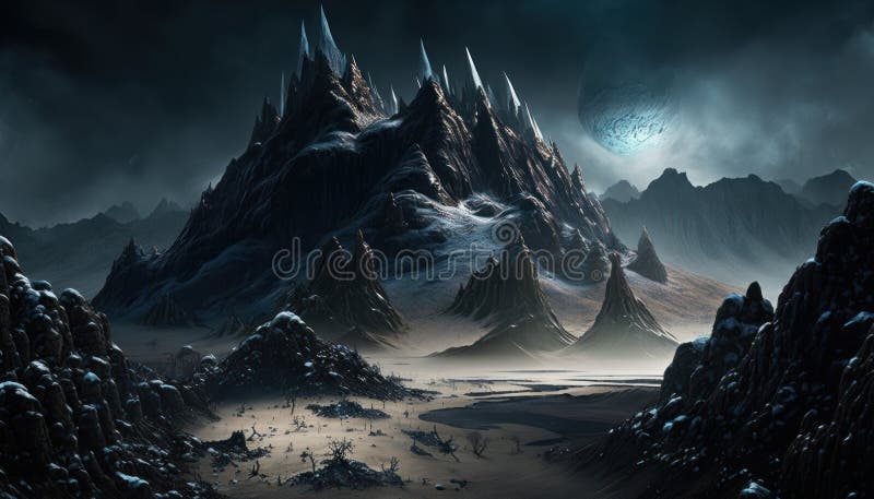 Fantasy Alien Planet. Mountain Stock Illustration - Illustration of ...