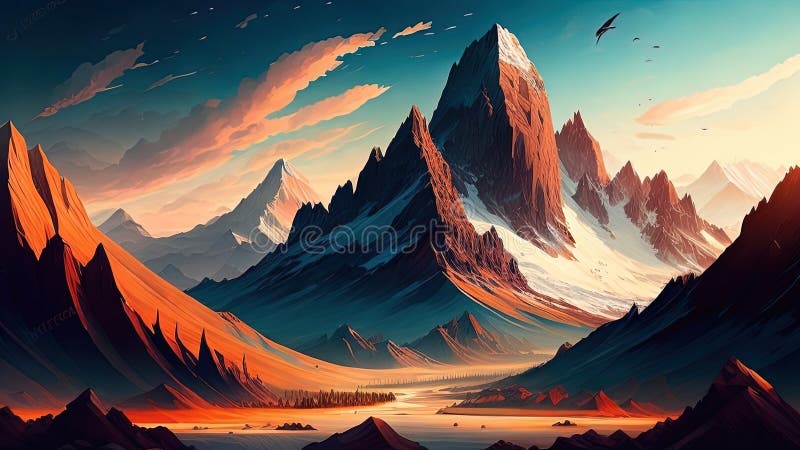 Fantasy Alien Planet. Mountain and Lake Stock Illustration ...