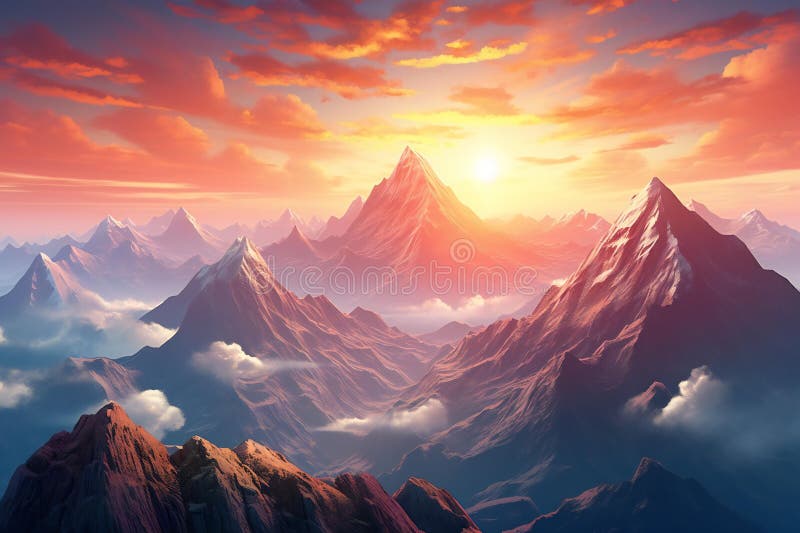 Fantasy Alien Planet, Mountain Range Stock Illustration - Illustration ...