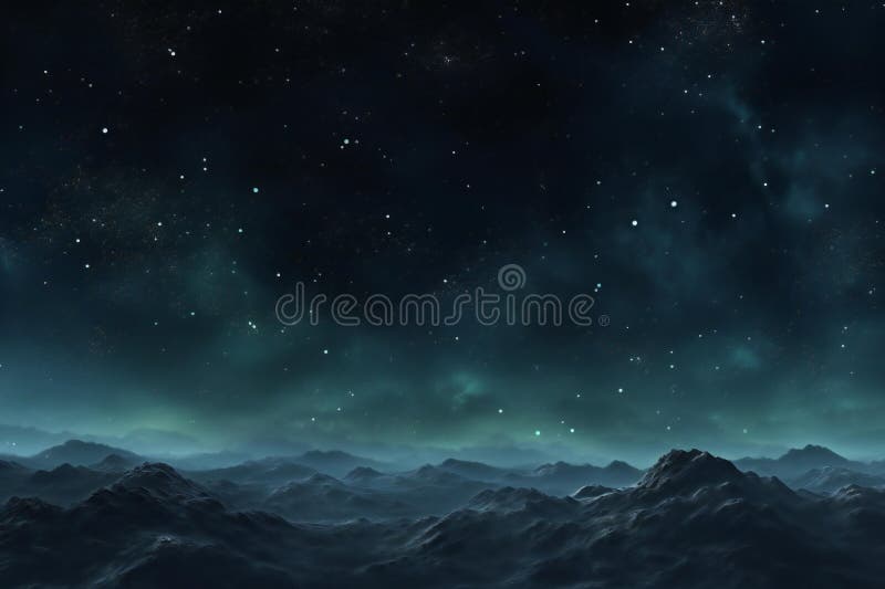 Fantasy Alien Planet, Mountain and Starry Sky Stock Illustration ...