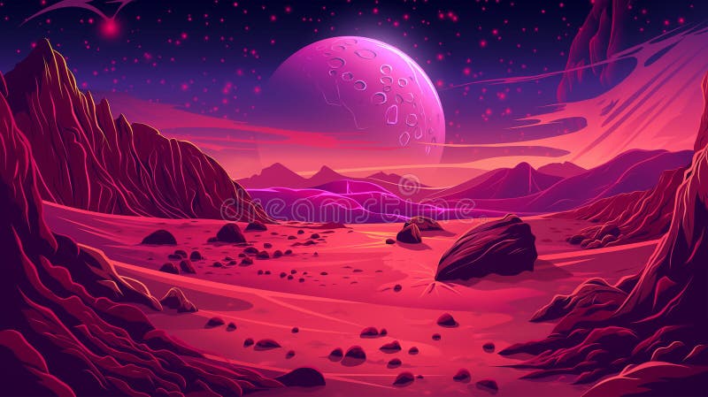 The Fantasy Alien Planet with Red Sand, Game Background for Your Design ...