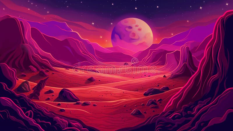 The Fantasy Alien Planet with Red Sand, Game Background for Your Design ...