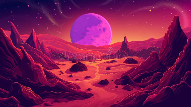 The Fantasy Alien Planet with Red Sand, Game Background for Your Design ...