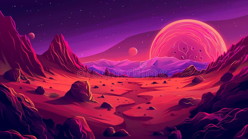 The Fantasy Alien Planet with Red Sand, Game Background for Your Design ...