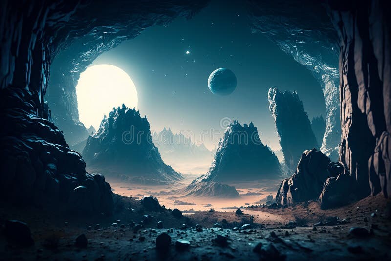 A Fantasy Alien World with Planets and Stars. Stock Illustration ...