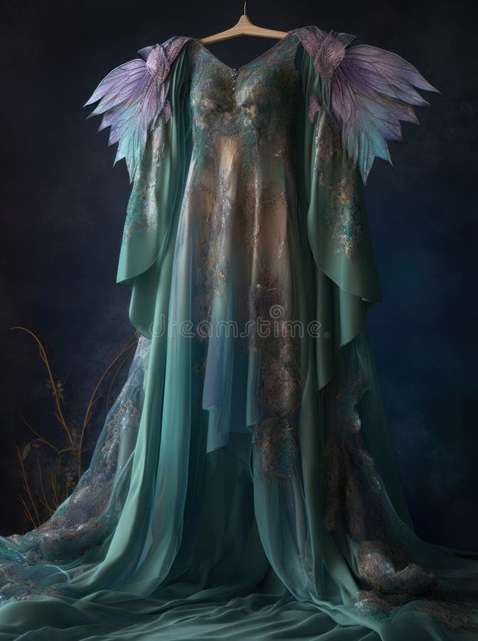 A Fantasy Angel Dress with Wings Generative AI Stock Illustration ...