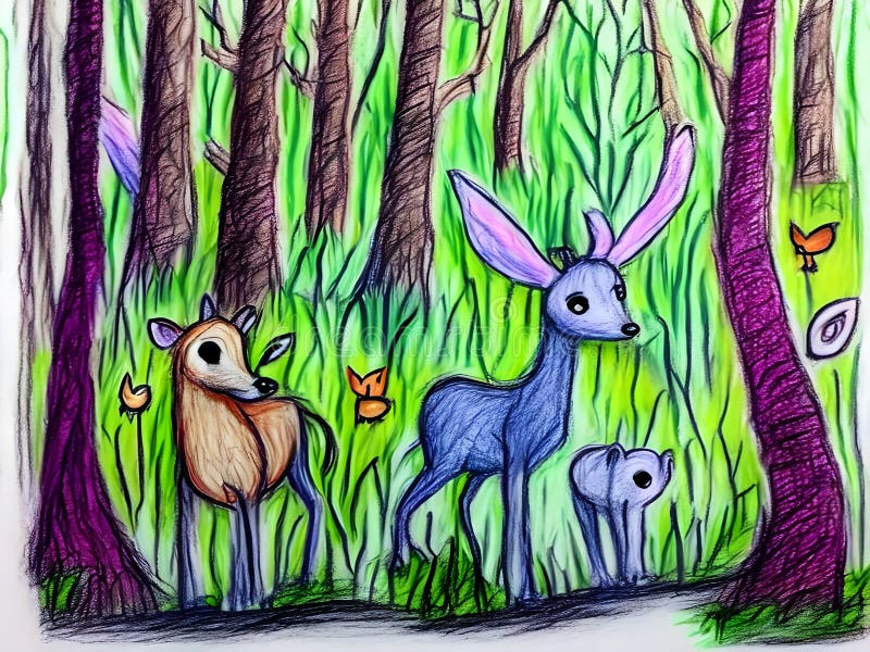 Fantasy Animal Children S Drawing, Generative AI Illustration Stock ...