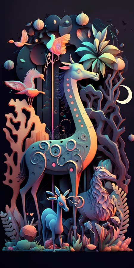 Fantasy Animals in the Forest. Colorful Illustration for Your Design ...