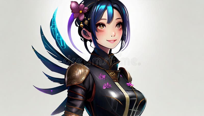 Fantasy Animated Girl on a White Background Stock Illustration ...