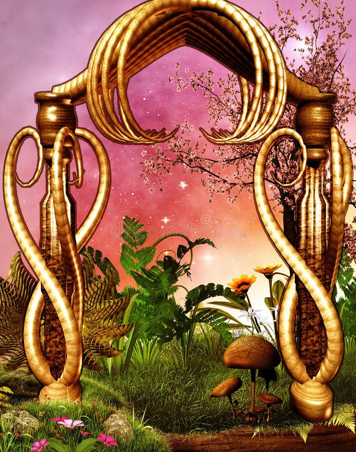 Fantasy arch and columns stock vector. Illustration of building - 24216818