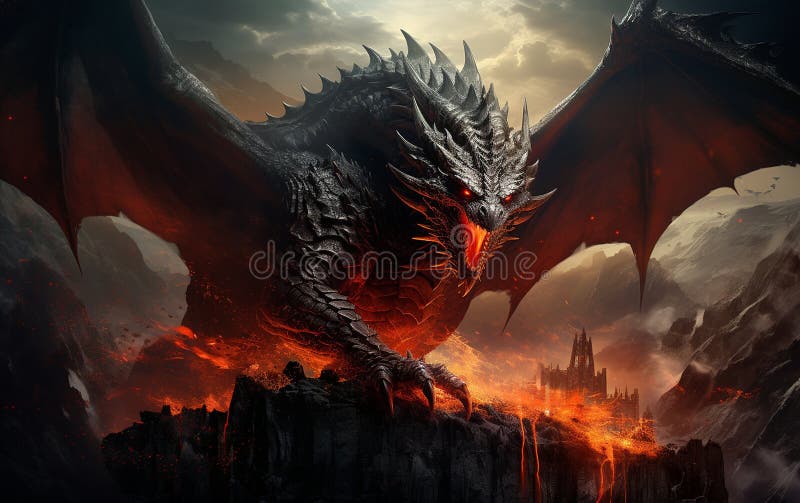 Fantasy Art Dragons Wallpaper for Desktop. Generative AI Stock ...