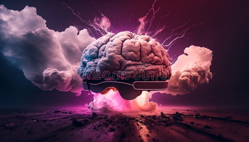 Fantasy Art Illustration of a Human Brain Exploding with Knowledge and ...