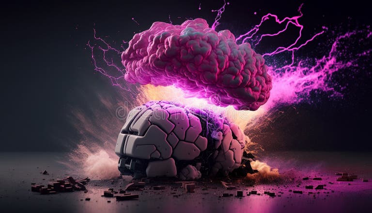 Fantasy Art Illustration of a Human Brain Exploding with Knowledge and ...