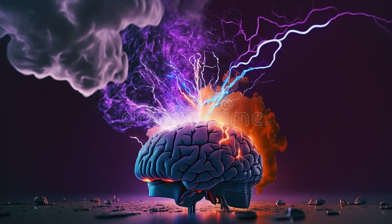 Fantasy Art Illustration of a Human Brain Exploding with Knowledge and ...