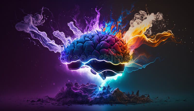 Fantasy Art Illustration of a Human Brain Exploding with Knowledge and ...