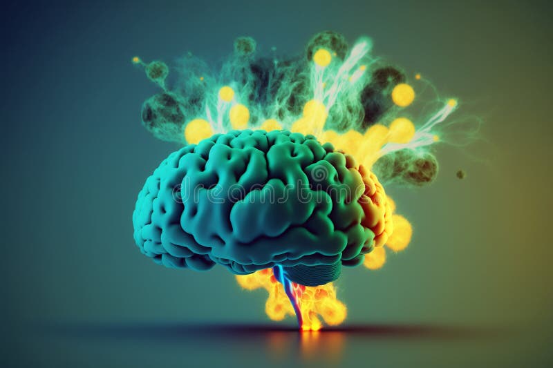 Fantasy Art Illustration of a Human Brain Exploding with Knowledge and ...
