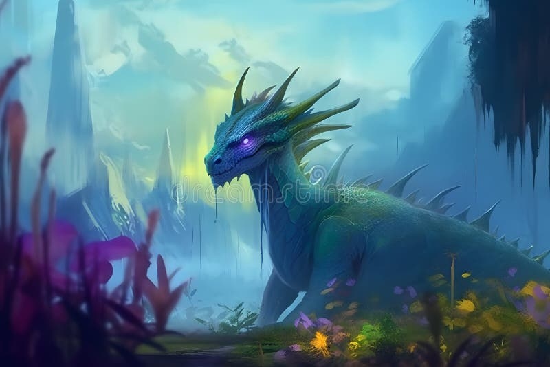 Fantasy Art Portrait Real Dragon Head Close-up. Neural Network AI ...