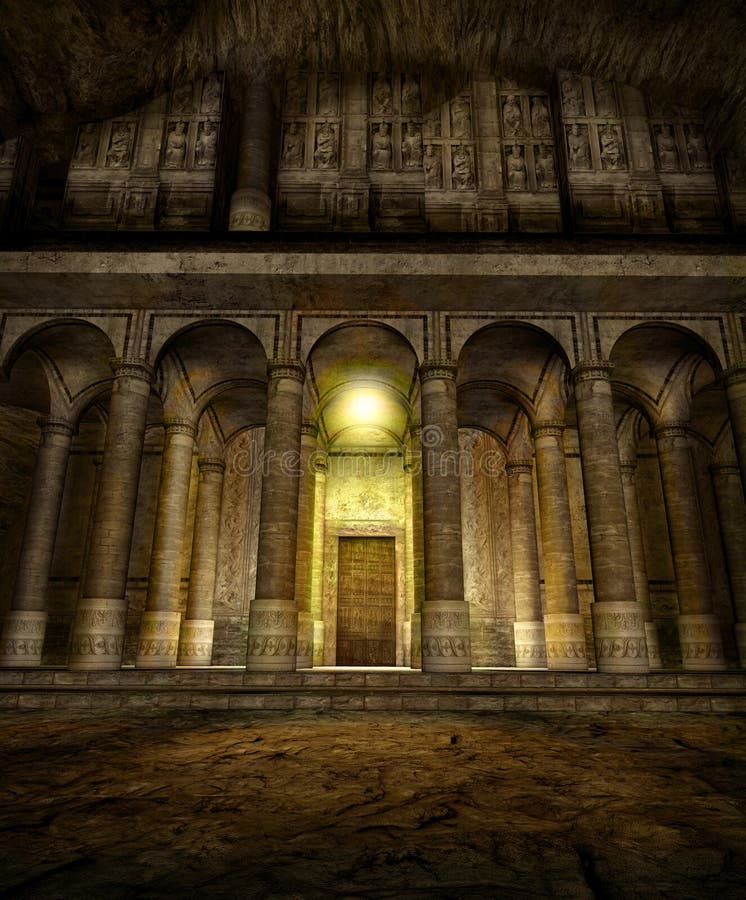Fantasy temple ruins stock illustration. Illustration of landscape ...