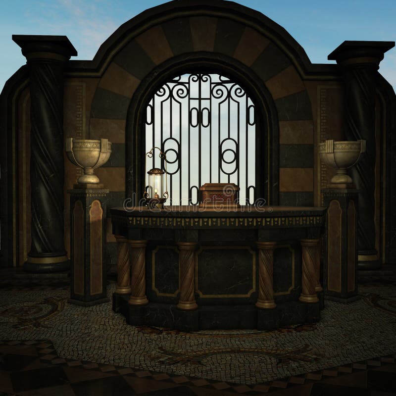 Fantasy Desk with Books and Scrolls Stock Illustration - Illustration ...