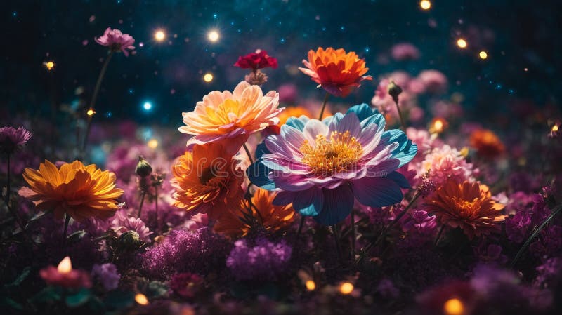 Fantasy Background with Flowers. Background with Magic Flowers. Flowers ...