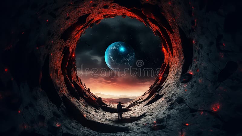 Fantasy Background of the Galaxy Rounded Hole the Time Loop Gate Stock ...