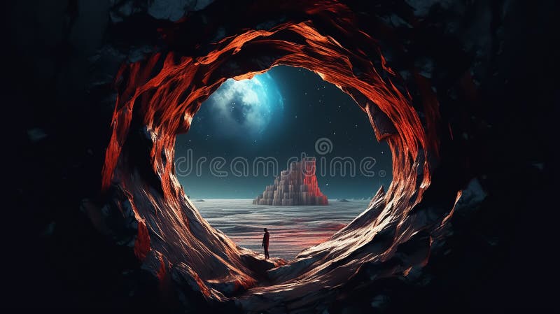 Fantasy Background of the Galaxy Rounded Hole the Time Loop Gate Stock ...
