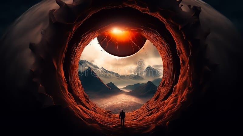 Fantasy Background of the Galaxy Rounded Hole the Time Loop Gate Stock ...