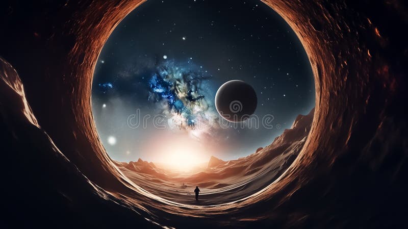 Fantasy Background of the Galaxy Rounded Hole the Time Loop Gate Stock ...