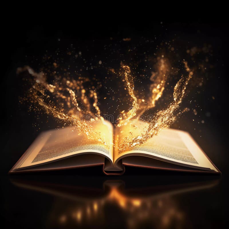 Magical Book, with Its Pages Flying and Spinning in Magical Wind ...
