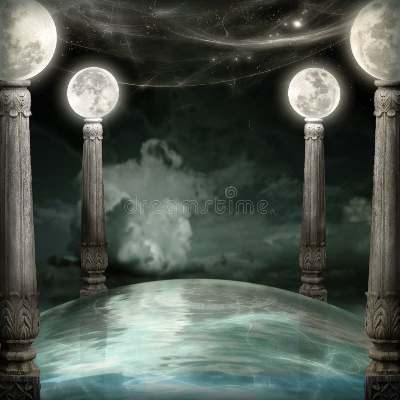 Fantasy columns and wall stock illustration. Illustration of background ...