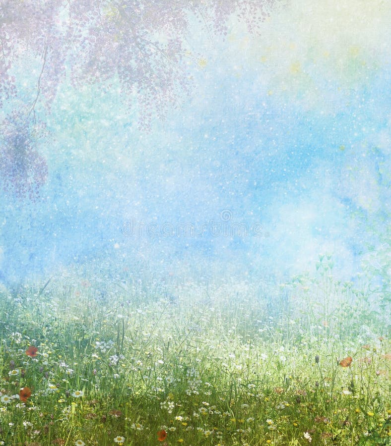 Fantasy Background Of Spring Time Stock Photo - Image of flowers, book ...