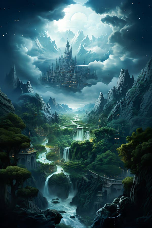 Fantasy Background with Vibrant Colors and Ethereal Atmosphere Vertical ...