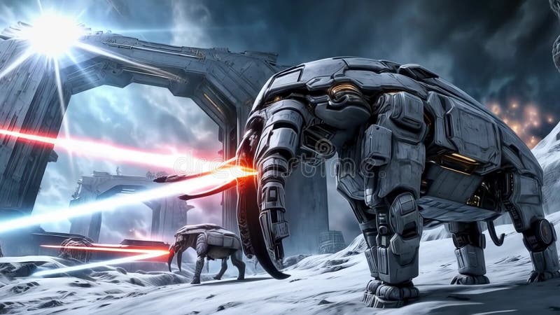 Fantasy Battle Space Robots - Mammoths Go on the Offensive and Shoot ...