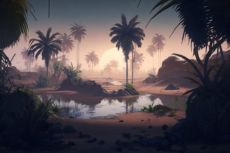 Fantasy Beautiful Virtual Landscape. Neural Network Generated Art Stock ...