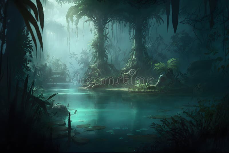 Fantasy Beautiful Virtual Landscape. Neural Network Generated Art Stock ...