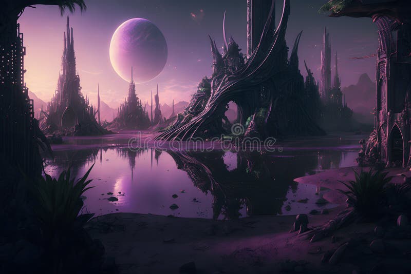 Fantasy Beautiful Virtual Landscape. Neural Network Generated Art Stock ...