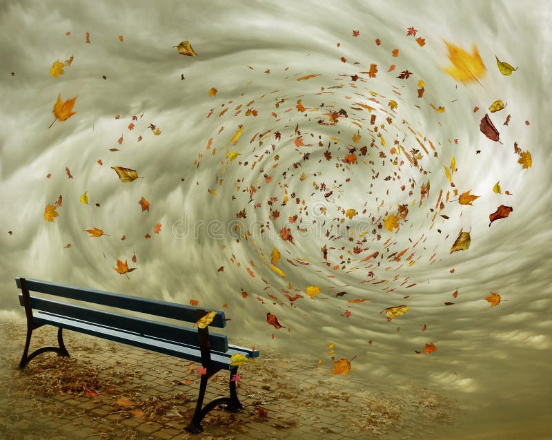 Fantasy bench in autumn stock image. Image of swirl, photomanipulation ...