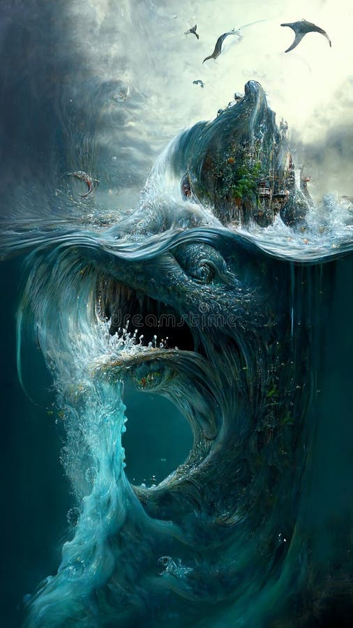Fantasy Big Fish Art. AI Generative Content. Stormy Stock Illustration ...